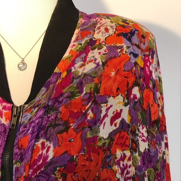 Vintage | Jackets & Coats | Vintage 98s Rose Floral Bomber Silky Jacket ...